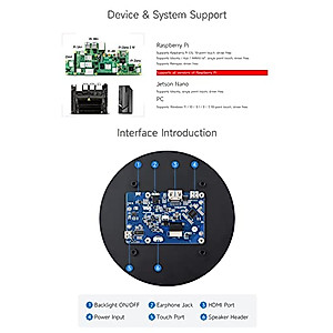 waveshare 5inch HDMI Round Touch Display, 1080 × 1080 Resolution, IPS, 10-Point Touch, Compatible with Raspberry Pi Series Board
