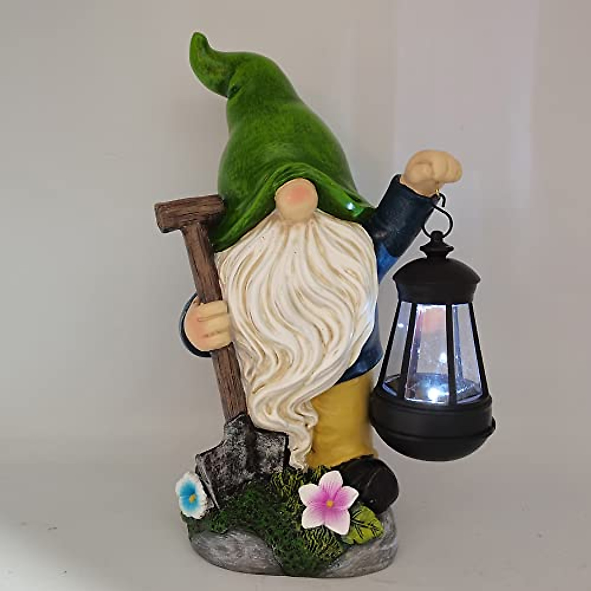 Rinpox Dwarf Yard Decorations Outdoor - Resin Garden Statues with Solar Led Lights, Lantern Wizard Outdoor Decorations for Patio Suitable for Gardens,Yards and Lawns