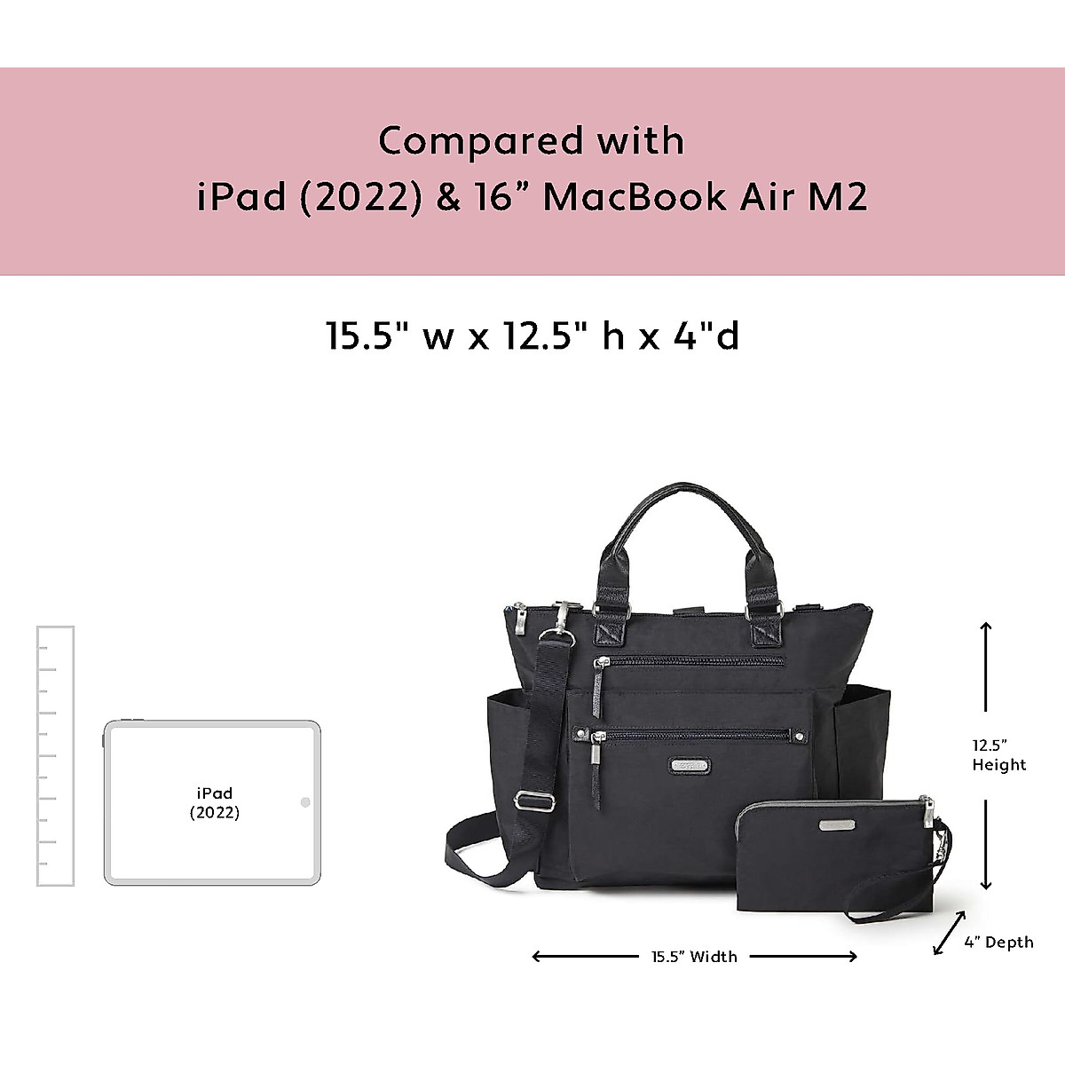 Baggallini Womens 3-in-1 Convertible Backpack, Sterling Shimmer, One Size US