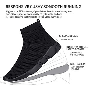 Womens Socks Sneakers,Fashion Casual Shoes for Women,Lightweight Breathable Sneakers,Slip On No Laces Shoes 01 All Black Size 7.5