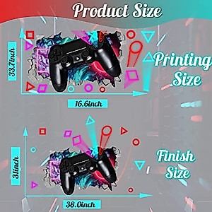 KOKOLAP Game Wall Decals,Gaming Wall Stickers for Teen Boys Room,3D Broken Wall Decals Gamer Controller Sticker Peel and Stick,Video Gaming Wallpaper for Kids Bedroom Playroom Nursery Boys Gift Decor
