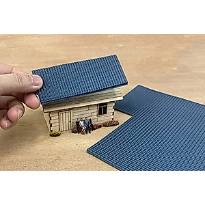 10 Pcs Miniature Roof Tiles Model Tiles for DIY Architecture Building Model Railway Fairy Garden Sand Table Scene Scenery (Gray)