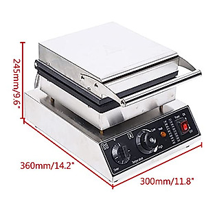 110V 1750W Commercial Waffle Maker 4Pcs Nonstick Electric Waffle Machine Temperature and Time Control Stainless Steel Rectangle Waffle Maker Waffle Iron for Bakeries Snack Bar Family Restaurant