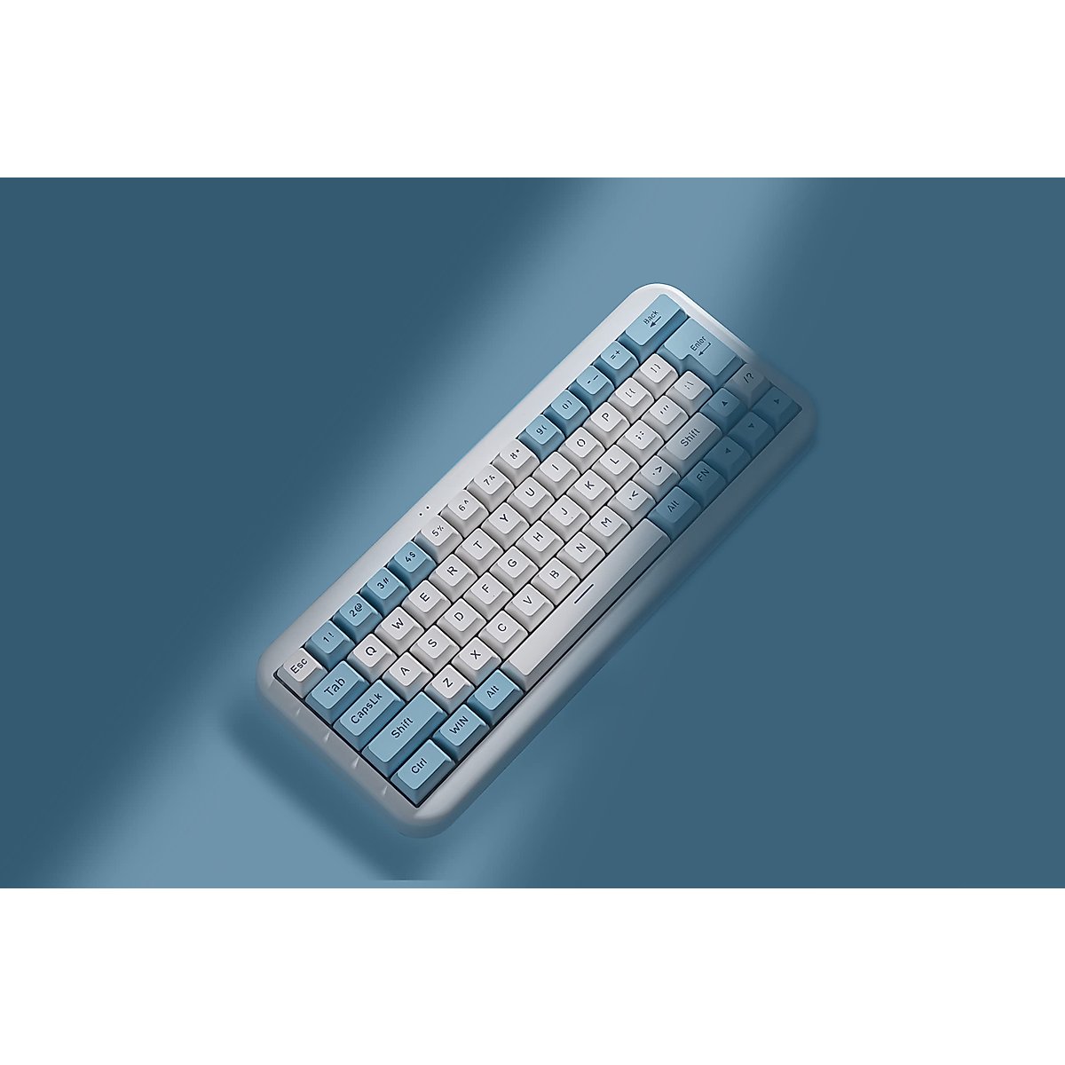 KOLMAX 60% Wireless Gaming Keyboard,Ultra-Compact 2.4G Rechargeable RGB Gaming Keyboard,with Detachable Wrist Rest Backlit Ergonomic 63 Keys Keyboard for Windows Mac PC Xbox PS4 Gamers(Whiteblue)…