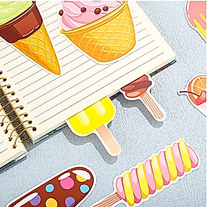 120 Pieces Summer Bookmarks for Kids Summer Ice Cream and Cold Drink Theme Bookmarks Double Sided Bookmarks Cute Colorful Bookmarks for Teachers Classroom Reward Back to School, 60 Styles
