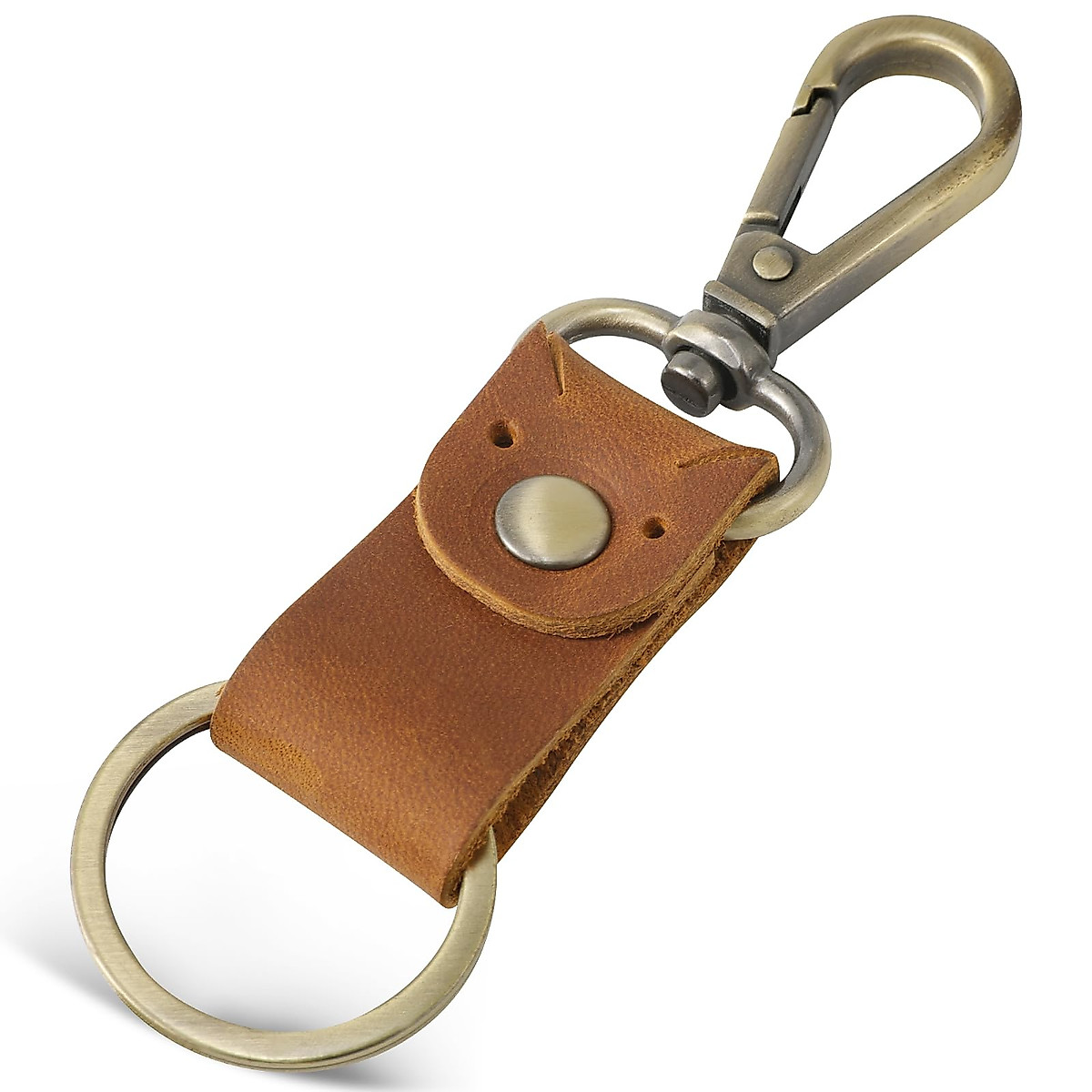 Jack&Chris Genuine Leather Keychain, Small Keychain for Man and Women, Key Holder Mens Belt Key Chain Ring, JC307