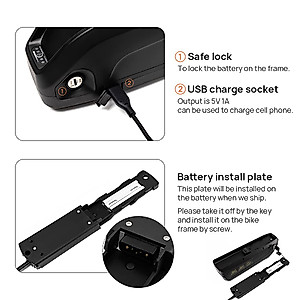 QWW 48V13AH 1400W Electric Bicycle Battery with Waterproof Bag and Charger