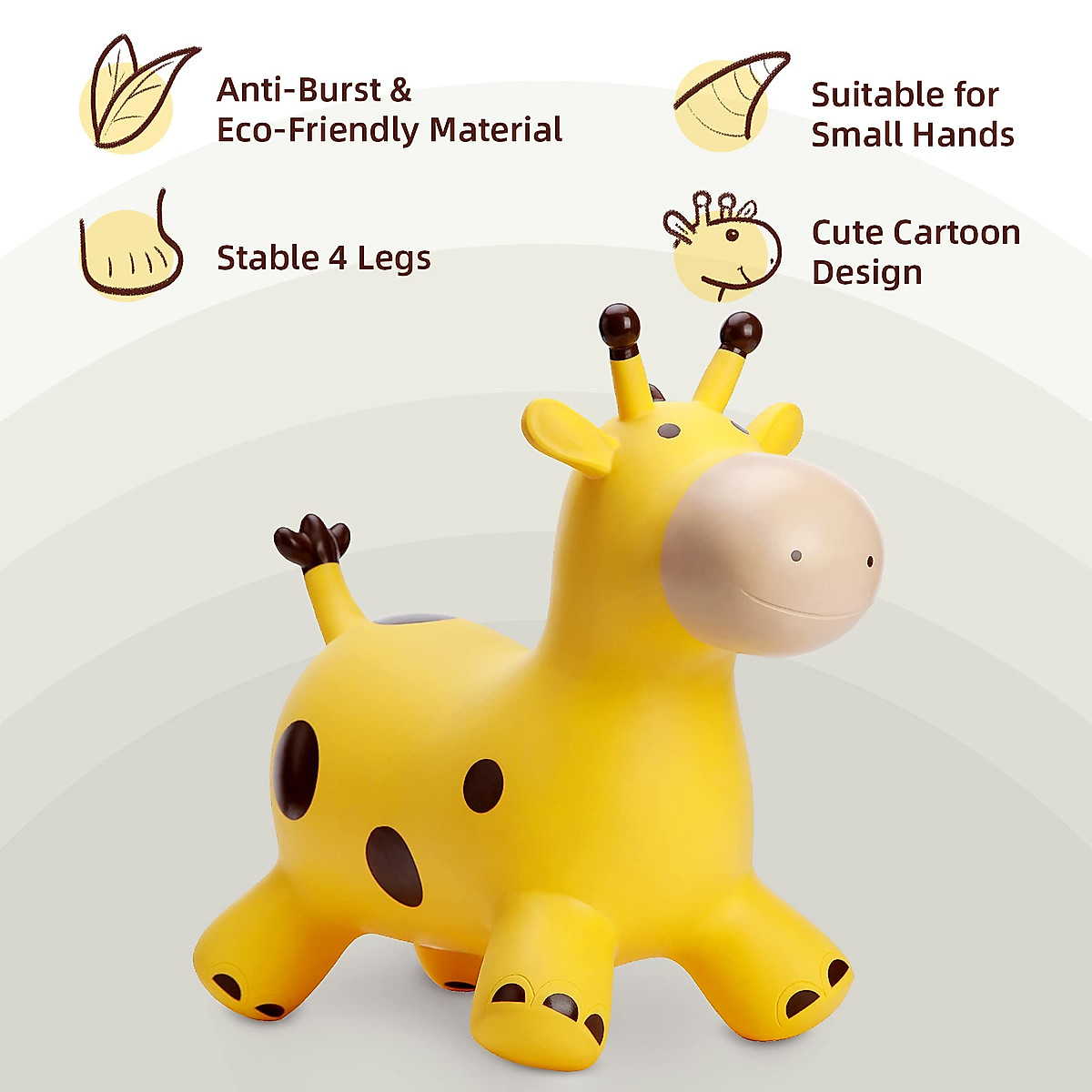 EVERICH TOY Giraffe Bouncy Horse Hopper for Toddlers, Bouncy Animals Jumping Horse, Inflatable Ride on Bouncer Hopping Toys Gifts for Boys Girls 18 Months 2 3 4 5 6 Years Old