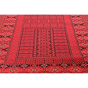 Unique Loom Tekke Collection Over-Dyed Saturated Traditional Torkaman Area Rug, 5 x 8 ft, Red/Black