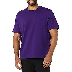 Amazon Essentials Men's Regular-Fit Short-Sleeve Crewneck Pocket T-Shirt, Pack of 2, Black/Dark Purple, Medium