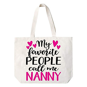 COCOVICI Nanny Tote Bag | My Favorite People Call Me Nanny | Grandma Gifts | Nanny Gifts | Nanny Christmas Gift | Christmas Gift from Grandkids