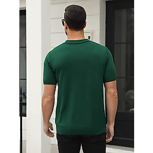 Syktkmx Mens Golf Polo Shirts Short Sleeve Casual Banded Bottom Stretch Classic Fit Solid Knit T-Shirts Olive Green