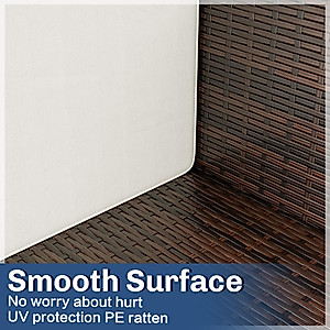 Meilocar Patio Furniture Set 3 Pieces, Outdoor Patio Sectional Sofa, Weaving Wicker Rattan All Weather Patio Seating Sofas with Cushion and Glass Coffee Table (Beige)