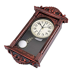 jomparis Pendulum Wall Clock Retro Quartz Decorative Battery Operated Wall Clock for Living Room, Office, Home Decor(16 Inch, Bronze)
