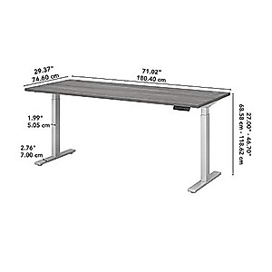 Bush Business Furniture Move 60 Series Height Adjustable Standing Desk, 72W x 30D, Platinum Gray with Cool Gray Metallic Base