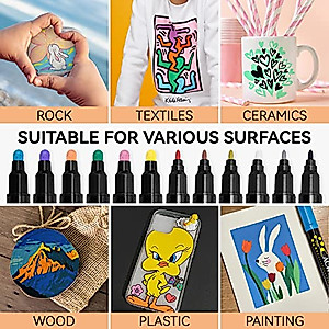 Tesquio 24 Colors Paint Markers Paint Pens, Dual Tip Acrylic Paint Pens, Ideal for Wood, Rock Painting, Canvas, Stone, Glass, Ceramic, DIY Crafts Making Art Supplies