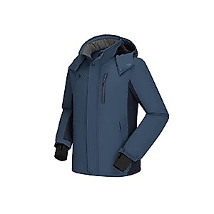 GOLDEN CAMEL Men's Winter Ski Jacket Mountain Snow Coats Waterproof Detachable Hood Windproof Fleece Rain Jackets