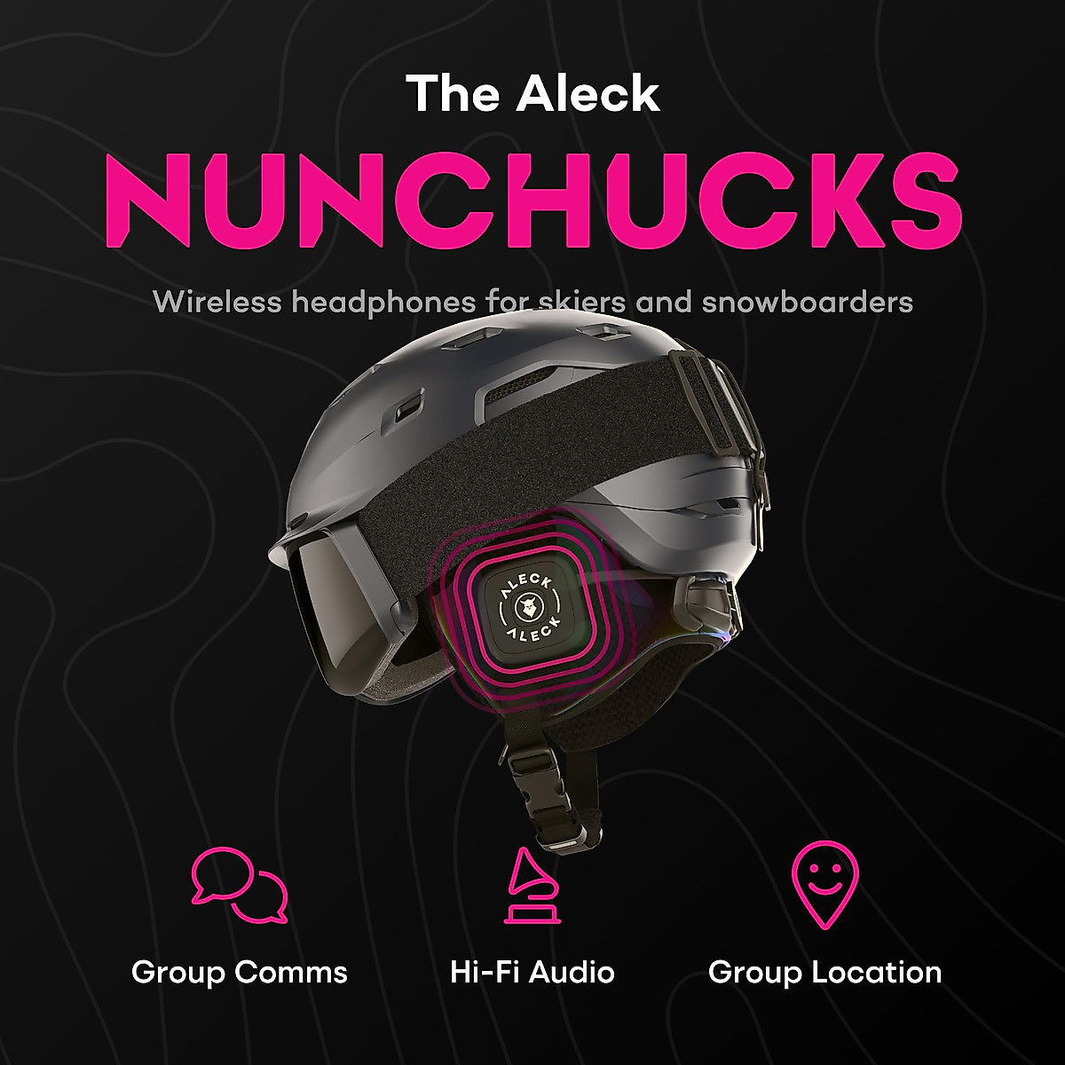 ALECK Nunchucks Universal Wireless Bluetooth Helmet Speakers Headphones for Ski and Snowboard Audio-Ready Helmets, Glove Friendly Controls, Microphone Headset for Hands-Free Calls, 2-Pack