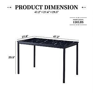 DZOVAD Black 5-Piece Dining Set, Kitchen Table Chairs Set of 4 for Kitchen & Dining Room, Dinette, Space-Saving with MDF Board Table Top, 4 Upholstered PU Leather Chairs, Metal Steel Frame