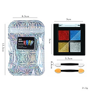 HEIMEABI Manicure Powder Eyeshadow Mirror Powder Solid Powders With 2Pcs Sticks Four-Color Sets Nail HolographicMagic Nail Polish Powder(F, One Size)