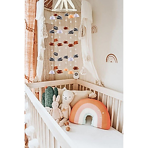 Baby Mobile for Crib, Felt Rose Flower Crystals Pearls Mobile Nursery Mobile for Boys Girls Boho Nursery Decor Soothe Toy Baby Shower Set for Infant Bedroom Hanging Decoration Toy