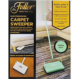 Fuller Brush 17029 Electrostatic Carpet & Floor Sweeper - 9" Cleaning Path - Lightweight - Ideal for Crumby Messes - Works On Carpets & Hard Floor Surfaces - Fresh Mint