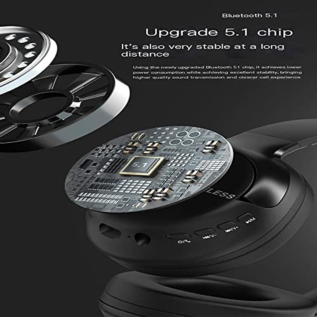 Grandeals Bluetooth Headphones Over-Ear,60 Hours Playtime Foldable Lightweight Wireless Headphones Hi-Fi Stereo,Bass Adjustable Headset with Built-in HD Mic,FM,AUX/TF for PC/Home, Khaki