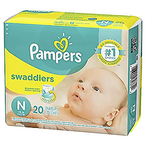 Pampers Swaddlers Diapers Size N 20 Count Pack of 2 (Total of 40 Pampers)