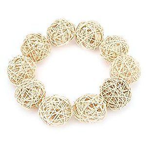 Hztyyier 10Pcs Rattan Balls, Natural Parrot Parakeet Chewing Toys Rattan Balls for Parakeet Budgie Cockatoo Hanging DIY Crafts