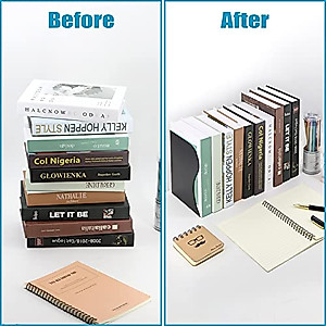 Adjustable Bookends, Book Holders for Shelves, Metal Book Ends for Heavy Books, Extends Up to 17 Inches Used in Office, Desk and School (Black)