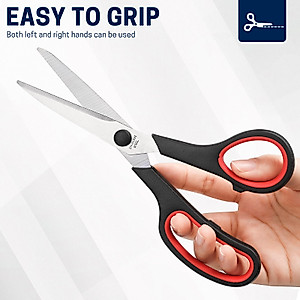 BURVAGY 8” Multipurpose Scissors Bulk Pack of 5, Ultra Sharp School Scissors with Comfort Grip Handle, Sturdy Sharp Scissors for Office Home School Sewing Fabric Craft Supplies, Right / Left Handed