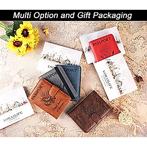 Passport Holder Cover Wallet Travel Essentials Leather Rfid Blocking Case Vacation Luggage Must Haves Travel Accessories for Men Women (2#Brown)