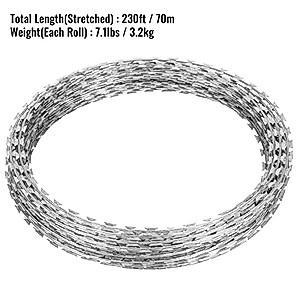 VEVOR 98FT Razor Wire, 98 FT, Sliver