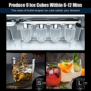 COSTWAY 2 in 1 Countertop Ice Maker with Built-in Water Dispenser, Produces 36 lbs Ice in 24 Hours, Ready in 6 Mins, with LCD Control Panel, Portable Ice Cube Machine for Home, Bar, Party (Silver)
