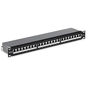 TRENDnet 24-Port Cat6A Shielded Patch Panel, 1U 19" Metal Housing, 10G Ready, Cat5e,Cat6,Cat6A Compatible, Cable Management, Color-Coded Labeling for T568A and T568B Wiring, Black, TC-P24C6AS