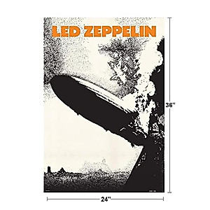Pyramid America Led Zeppelin I Music Album Cover Poster Blimp On Fire Classic Rock Roll Band Cool Wall Decor Art Print Poster 24x36