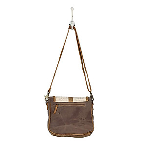 Myra Bag Patterns Flapover Upcycled Canvas and Cowhide, Brown, Size One Size, 7