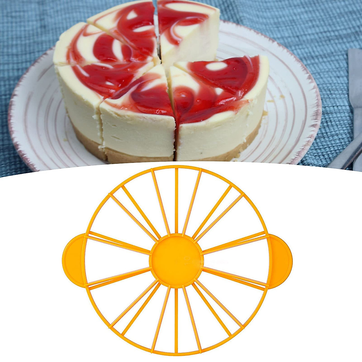 Cake Portion Marker, Cake Divider Round Cake Slice Pie Slicer Marker Round 10 or 12 Piece Cake Slice Marker Double Sided Cake Portion Marker Equal Portion Cutter Bread (Yellow, 126g (280))