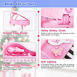 Litaonner Pink Piano Toys for 1+ Year Old Girls Gifts - 24 Keys Toddler Piano Keyboard Musical with Microphone, Kids Piano Toys for 2 Year Old Girls Birthday and Xmas Gift