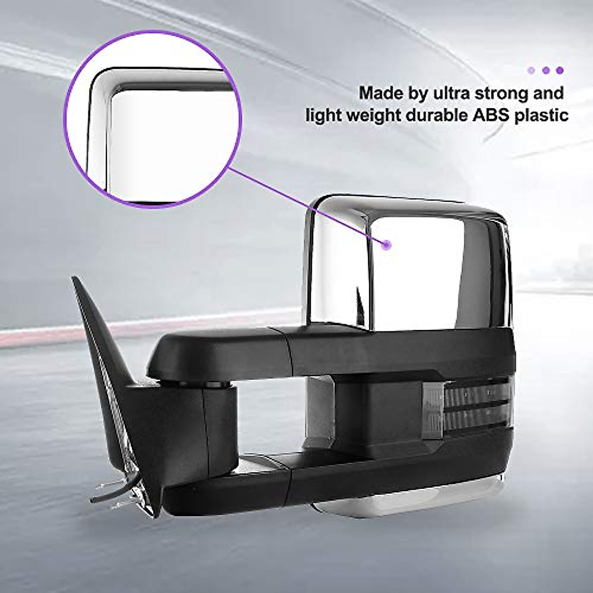 INEEDUP Tow Mirrors Fit for 2014-2019 for Chevy for GMC 1500 2015-2019 for Chevy for GMC 2500/3500 HD Towing Mirrors Power Control Heated Turn Signal Width Light Left Right Side A Pair Chrome