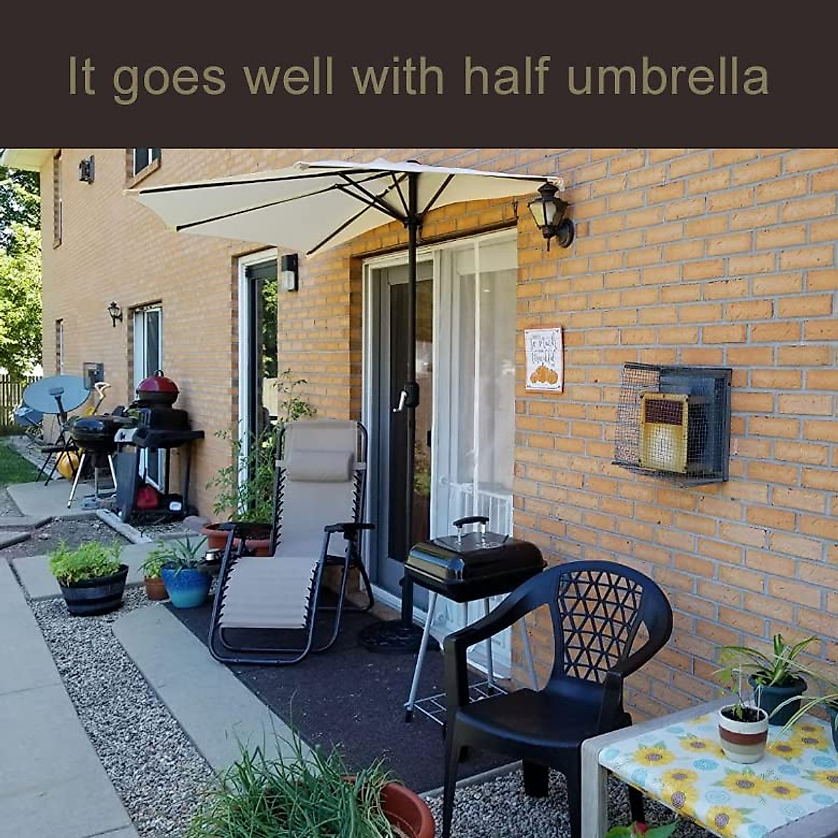 Sundale Outdoor Half Round Resin Umbrella Base for Half Patio Umbrella, Black