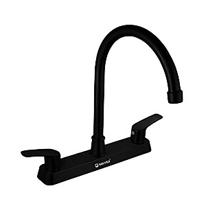 SOLVEX 2 Handle Kitchen Sink Faucet, Matte Black High Arc 360 Swivel Stainless Steel Pipe 3 Hole Kitchen Faucet, Commercial Modern Chrome Kitchen Sink Faucet, SP-80066-N