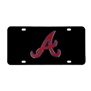 New Brand 1 Pack Aluminum Alloy License Plate for Braves with 3D Emblem（4 Holes）