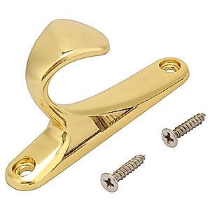 Metal Toilet Hook, Single Hook Wall Door Hanger for Hanging Clothes Hat Coat Bag Key Bathroom(Gold)