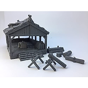 HERO Creations Lumber Mill RPG - Dungeons and Dragons - DND - Pathfinder - Diorama - Figurine Miniature (Gray/Unpainted)