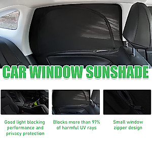 Kewucn 2PCS Car Window Shade, 23.6"×20" Zipper Breathable Mesh Side Window Sun Shades Covers, Glare and UV Rays Protection for Baby, Auto Camping Privacy Sun Protector Fits Most Cars (Rear Window)
