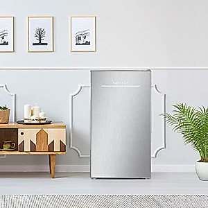 Frestec Small Refrigerator with Freezer, 3.1 cu ft Mini Fridge Retro Compact Refrigerator for Bedroom, Dorm, Office, Energy Star Ultra-Quiet Adjustable Temperature,(Sliver)