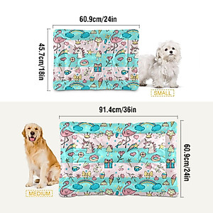 Coikll Cute Cartoon Pattern Pet Bed Pad Soft Dog Bed Mat with Anti-Slip Bottom, Machine Washable Crate Pad Mattress for Dog Sleeping- 36 * 24inches