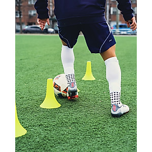 The Grip Sock Youth Socks, Soccer Socks Kids, Anti Slip Soccer Socks, Trampoline Socks, Non Slip Football Grip Socks, Kids socks 4 pk Kids ages 4-10 (White)