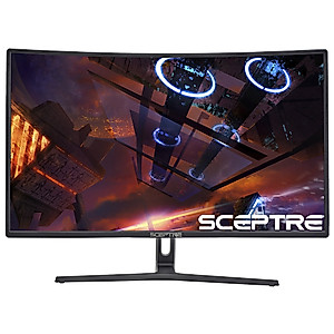 Sceptre C275B-144RR AMD FreeSync DisplayPort HDMI DVI Ports 27" Curved Professional 144 Hz Monitor Metal Black